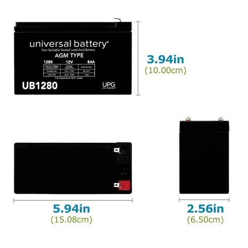 UPG Universal - UB1280 12V 8AH Sealed Lead Acid Battery F1 .187 TT | eBay