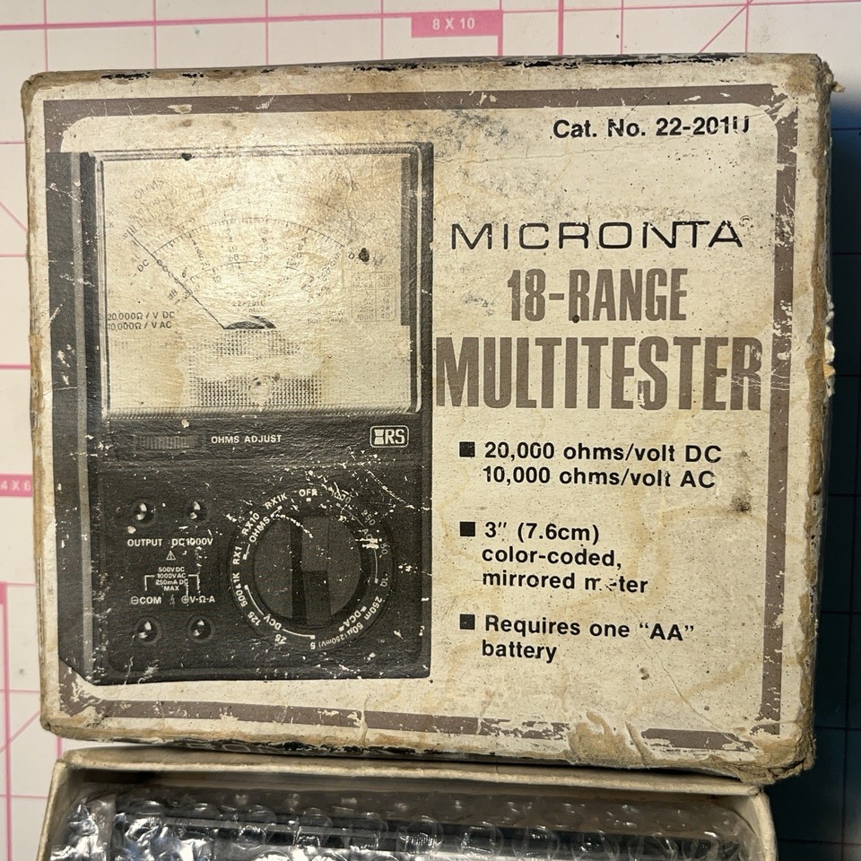 Vintage Micronta 18-Range Multitester Cat No.22-201U w/Manual, Cables ...