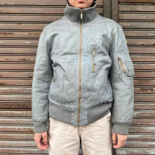 80s German Civilian Pilot Leather Flight Jacket Military L Leather ...