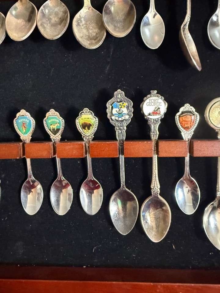 Vintage Souvenir Spoon Collection Wood Display Case – 42+ Spoons – USA ...