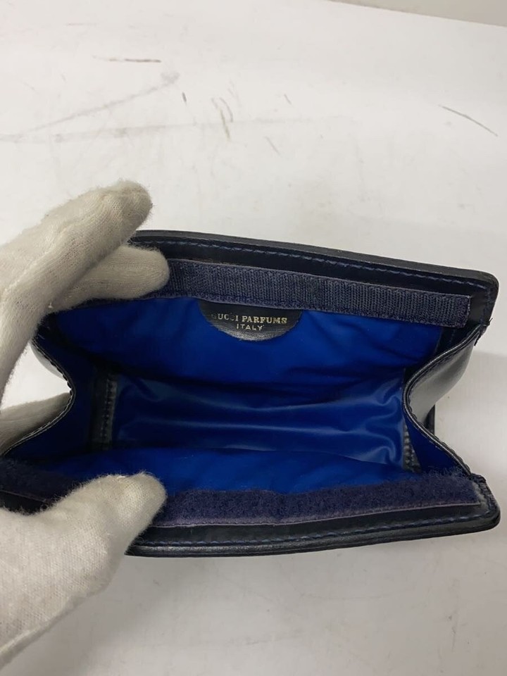 GUCCI GG Pattern Navy PVC Clutch Bag Pouch Vintage Second Bag Logo ...