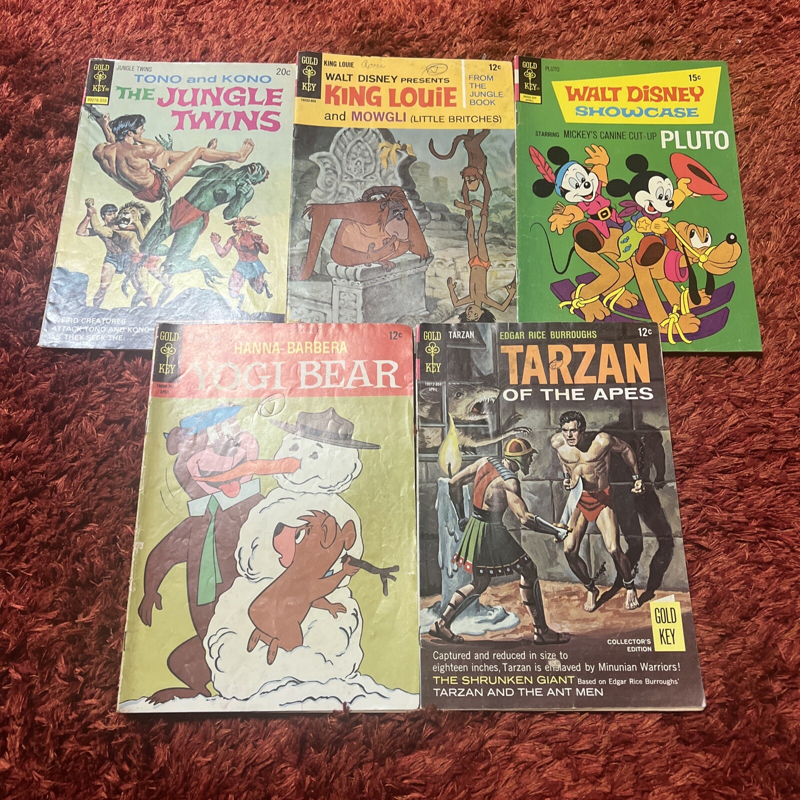 Vintage Gold Key Comic Books 5 Cartoons & Classic Tarzan Pluto Yogi ...