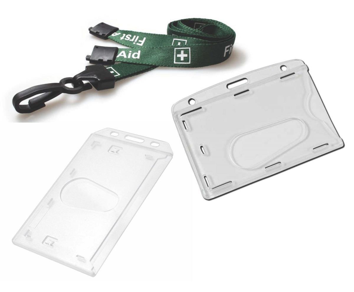 FIRST AID Lanyard Neck Strap With Enclosed Security Pass Badge ID card ...