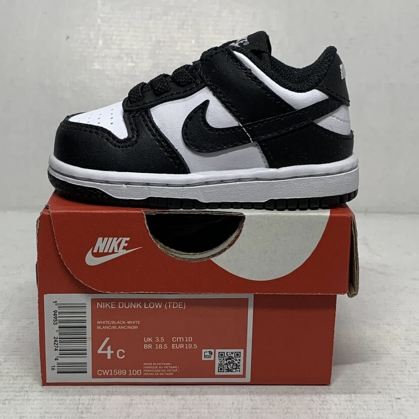 Nike Dunk Low White Black Panda Toddler Sizes 2c-10c Kids CW1589-100 ...