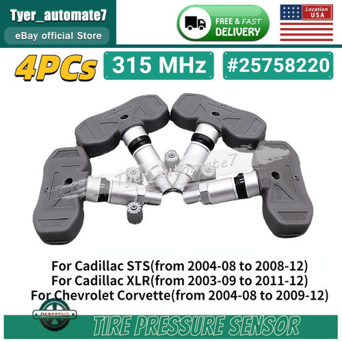 4PCS Tire Pressure Sensor 315MHz TPMS For 2005-2009 Corvette C6 7.0 ...