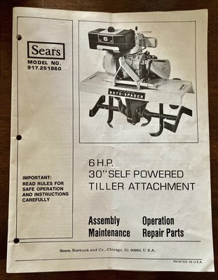 Manuals & Books - Tiller Parts Manual