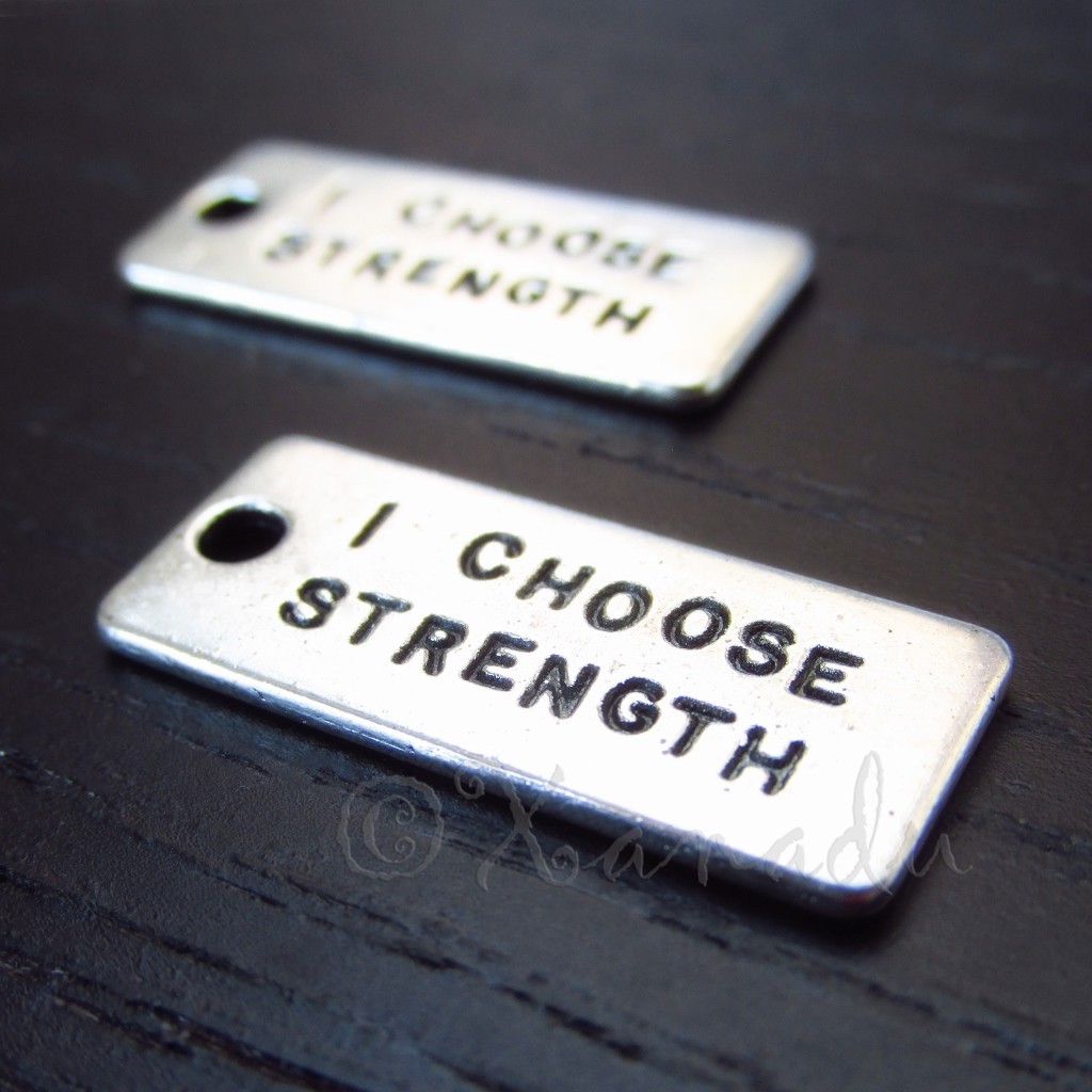 I Choose Strength Charms 24mm Antique Silver Plated Charms C4382 - 2, 5 ...