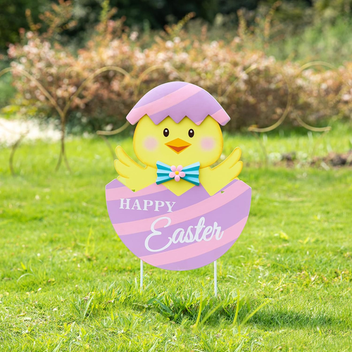 Easter Metal Chick Egg Yard Signs with Stakes, 24 Inch Waterproof ...