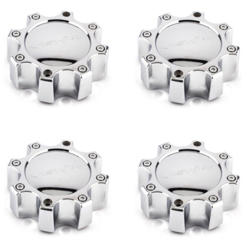 Set 4 Vision C375-8C 375 Warrior Wheel Center Caps Short 8 Lug Chrome w ...