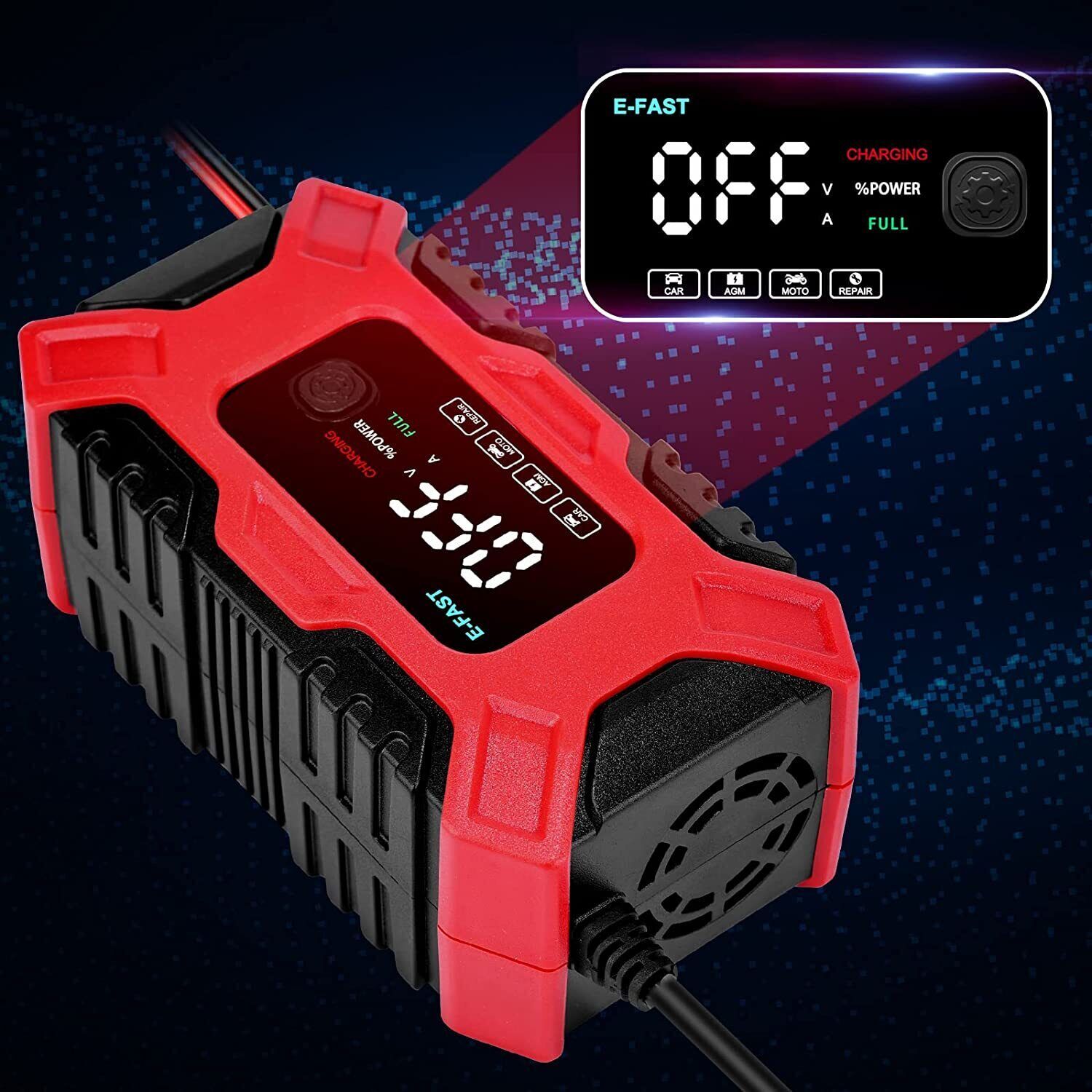 12V Smart Car Battery Charger Automatic Jump Starter Pulse Repair AGM ...
