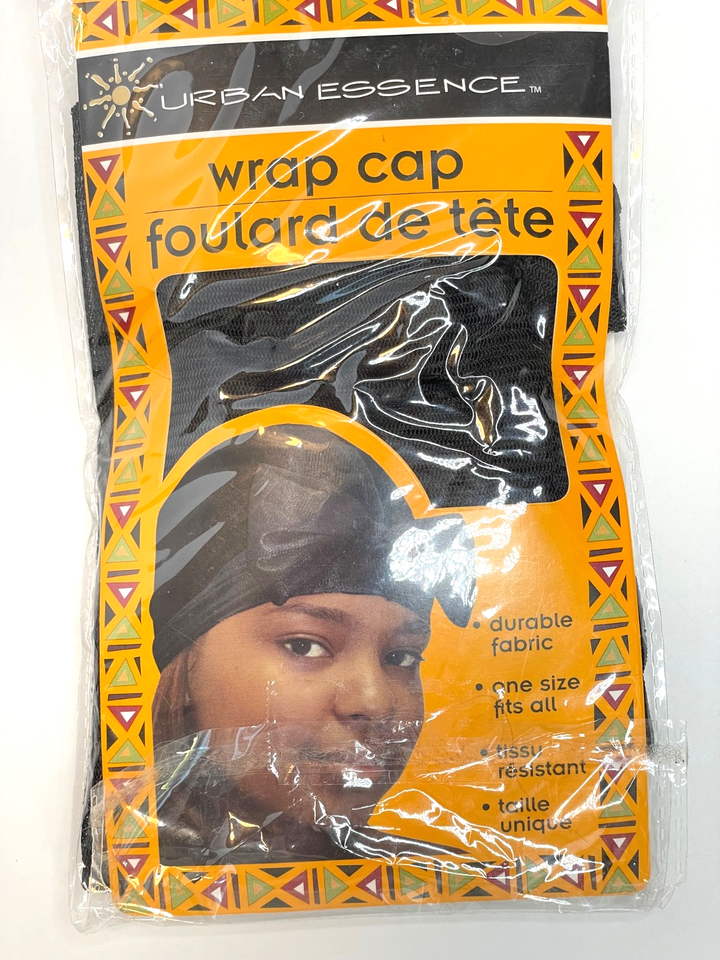 URBAN ESSENCE WRAP CAP DEW RAG BLACK HAIR PROTECTOR SLEEP CAP | eBay