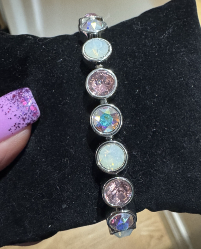 Touchstone Crystal Pale Sunset Ice Bracelet AB Rose Opal 7 1/4" Rhodium ...