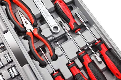 205 Piece Tool Set Ratchet Wrench With Sockets Kit In Plastic Toolbox ...