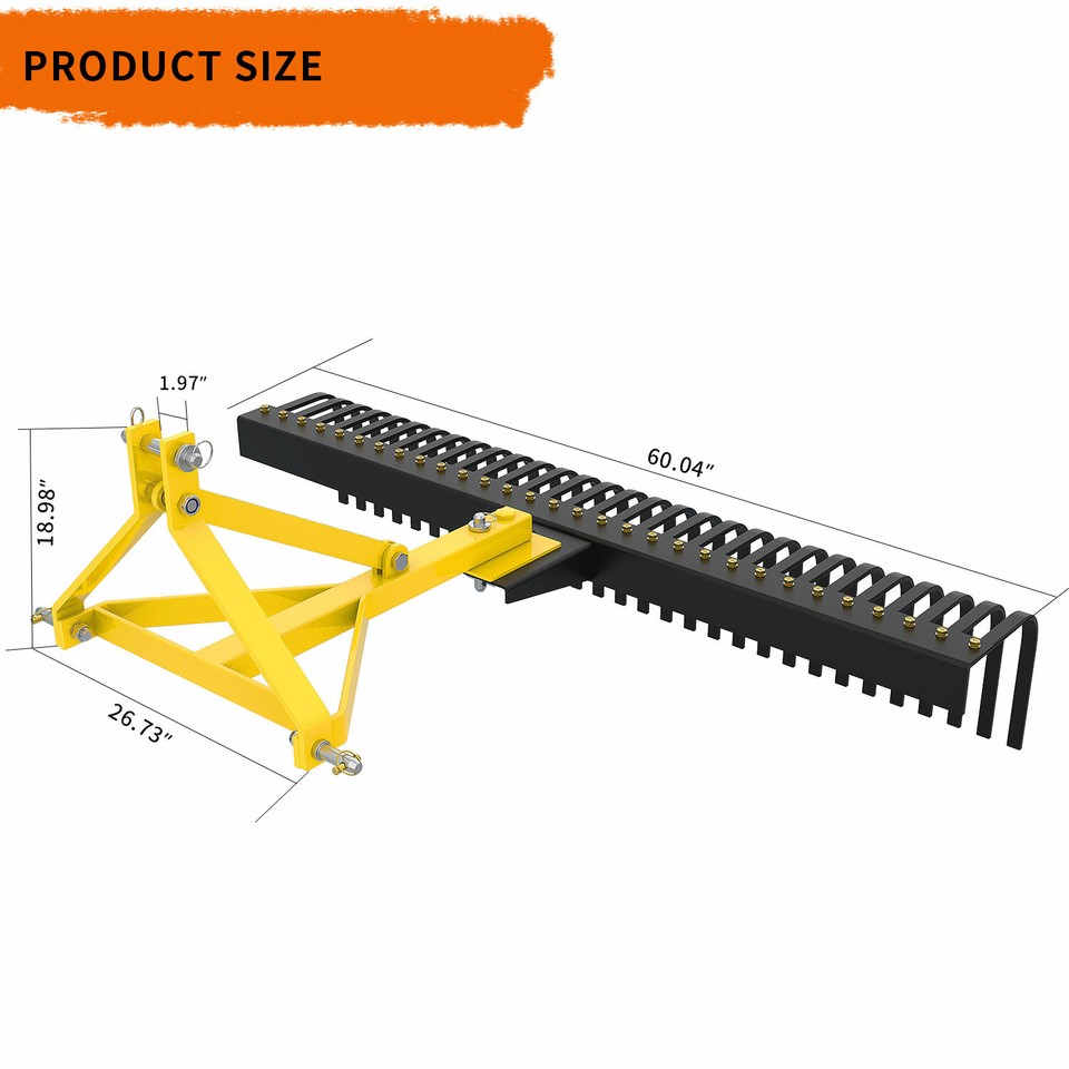 Category 1 Tractor Rock Rake 3 Point Soil Gravel Lawn Compact Tractor ...