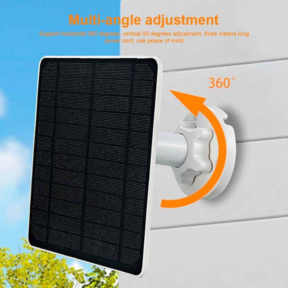 5W 5V Solar Panel Power for Security Camera Outdoor USB Charging 360 ...