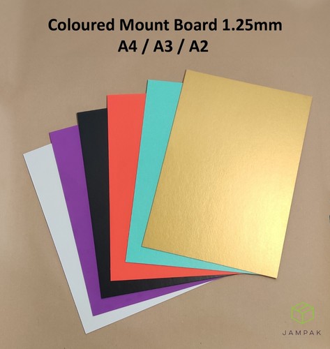 Coloured Mount Backing Board. 1.25mm Size A4 / A3 / A2 Grey Core | eBay UK