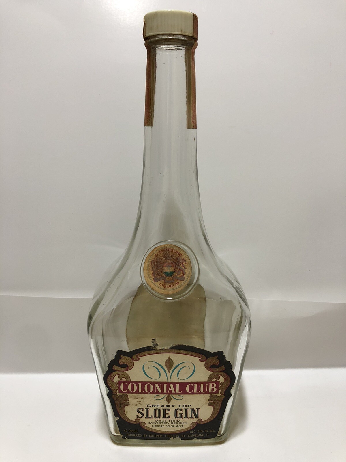 Vintage COLONIAL CLUB Creamy Top SLOE GIN Whiskey Bottle with Paper ...