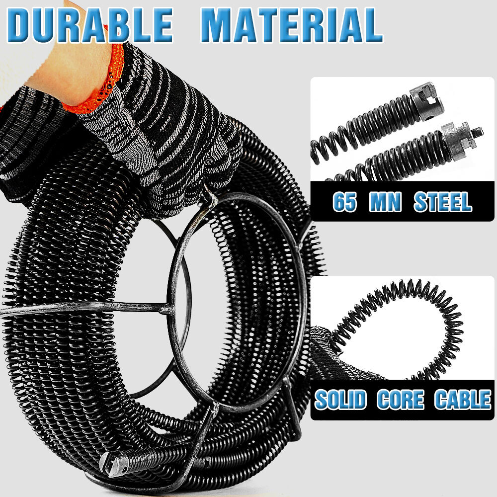 50 Ft Drain Auger Plumbing Snake Clog Cable 5/8 In.Sewer Pipe Cleaner ...