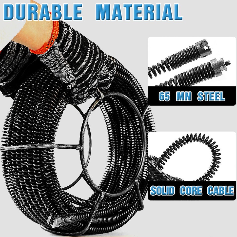 60Ft Drain Cable Sewer Cable 5/8In Drain Cleaning Cable Auger Snake ...
