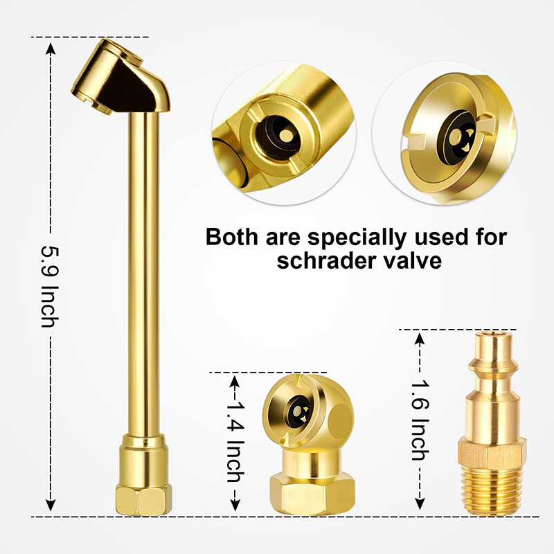 Dual Head Air Chuck Set Tire Air Fill Kit for Tire Inflator Gauge Air ...