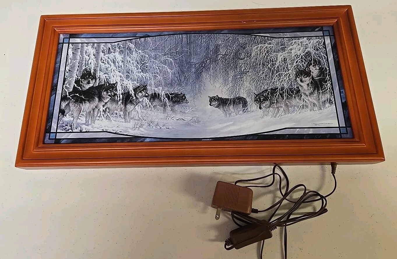 The Bradford Exchange Wilderness Encounter Lighted Stained Glass Wall ...