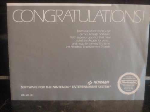 KONAMI "Congratulations!" Nintendo 1986 Game Promo Insert Booklet KON ...
