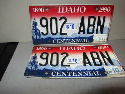 (2) IDAHO LICENSE PLATES (PAIR) IDAHO CENTENNIAL 902 ABN | eBay