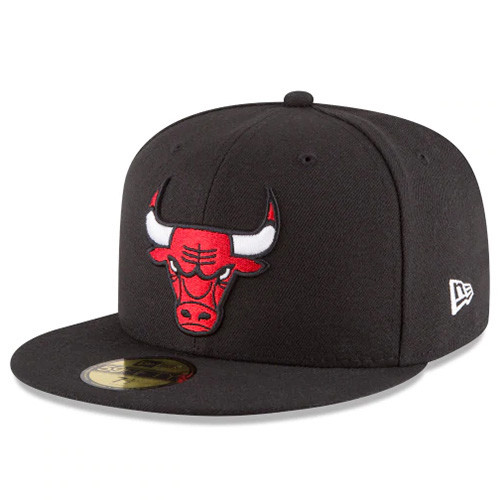 New Era NBA Chicago Bulls 5950 Black Fitted Hat Official Game Classic ...