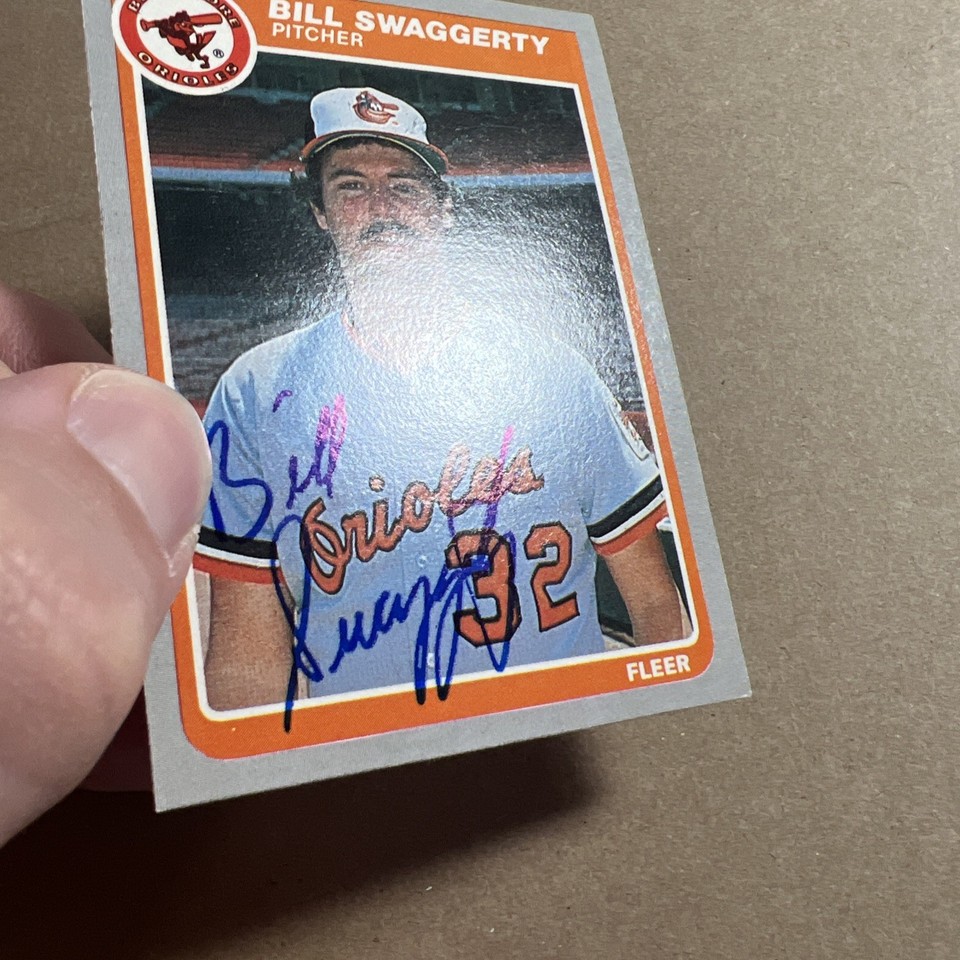 985 Fleer #193 Bill Swaggerty AUTO Baltimore Orioles MINT | eBay
