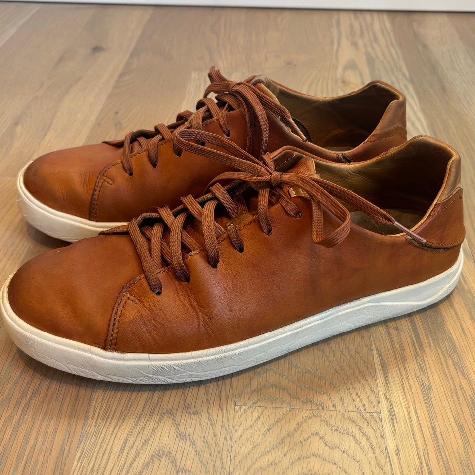Olukai LaeAhi Liili Leather Sneakers Waterproof Lace Up Brown Mens Size ...