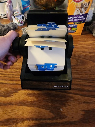 Vintage Rolodex Model 1753 Tabletop Metal Black With Unused Cards ...