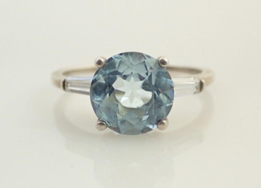 Vintage Avon Blue Topaz Gemstone Sterling Silver Band Ring Sz 8.5 | eBay