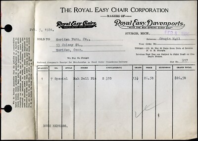 STURGIS, MI ~ THE ROYAL EASY CHAIR CORP., Chairs & Davenports ...