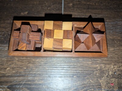 3D PUZZLE GAME WOODEN BOX SET BRAIN TEASER FOR KIDS 3 IN ONE PUZZLE BOX ...