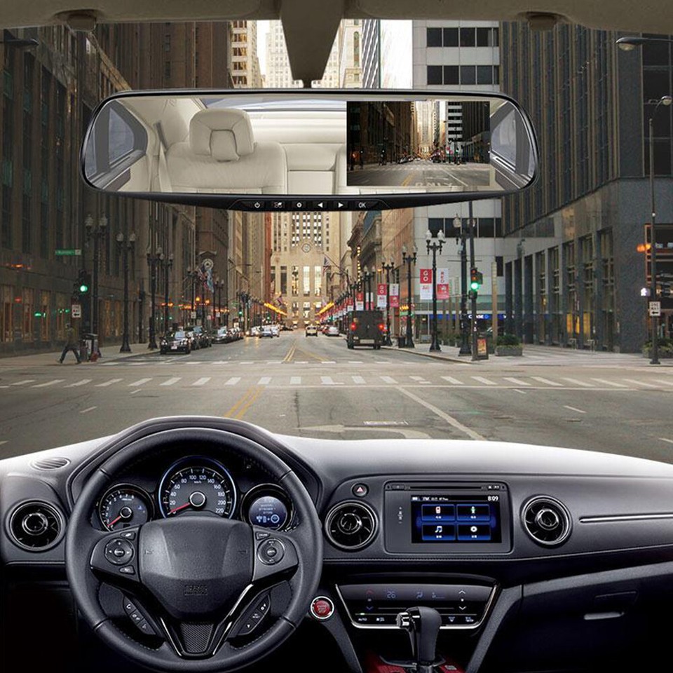 1080P HD Rearview Mirror Car DVR Dual Dash Cam Camera Front Rear Video ...