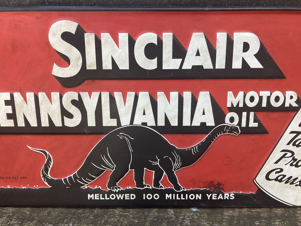 Sinclair Sign Metal Gas Sign Motor Oil Gas Oil Batteries Car Auto 11 1/ ...