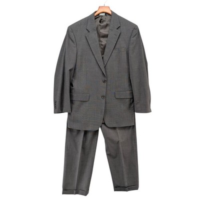 Jos A Bank 2 Pc Wool Suit Mens Grey 2 Button Jacket Pleated Cuffed Sz ...