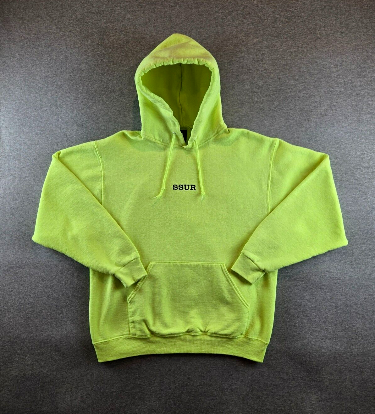 SSUR Men's Neon Green Embroidered Box Logo Hoodie Size Large Streetwear ...