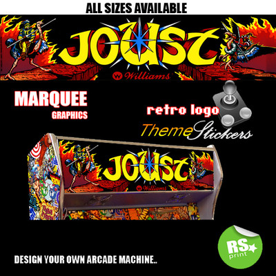 Joust Arcade Artwork Marquee Stickers Graphic / Laminated All Sizes | eBay