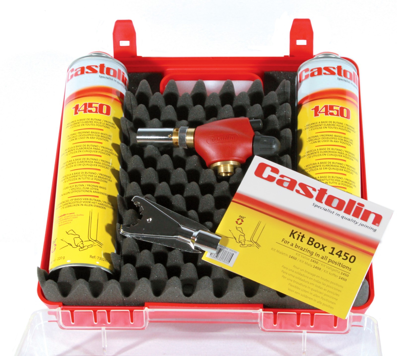 CASTOLIN 1450 PLUMBERS BRAZING/SOLDERING TORCH KIT C/W 2 X 1450 GAS ...