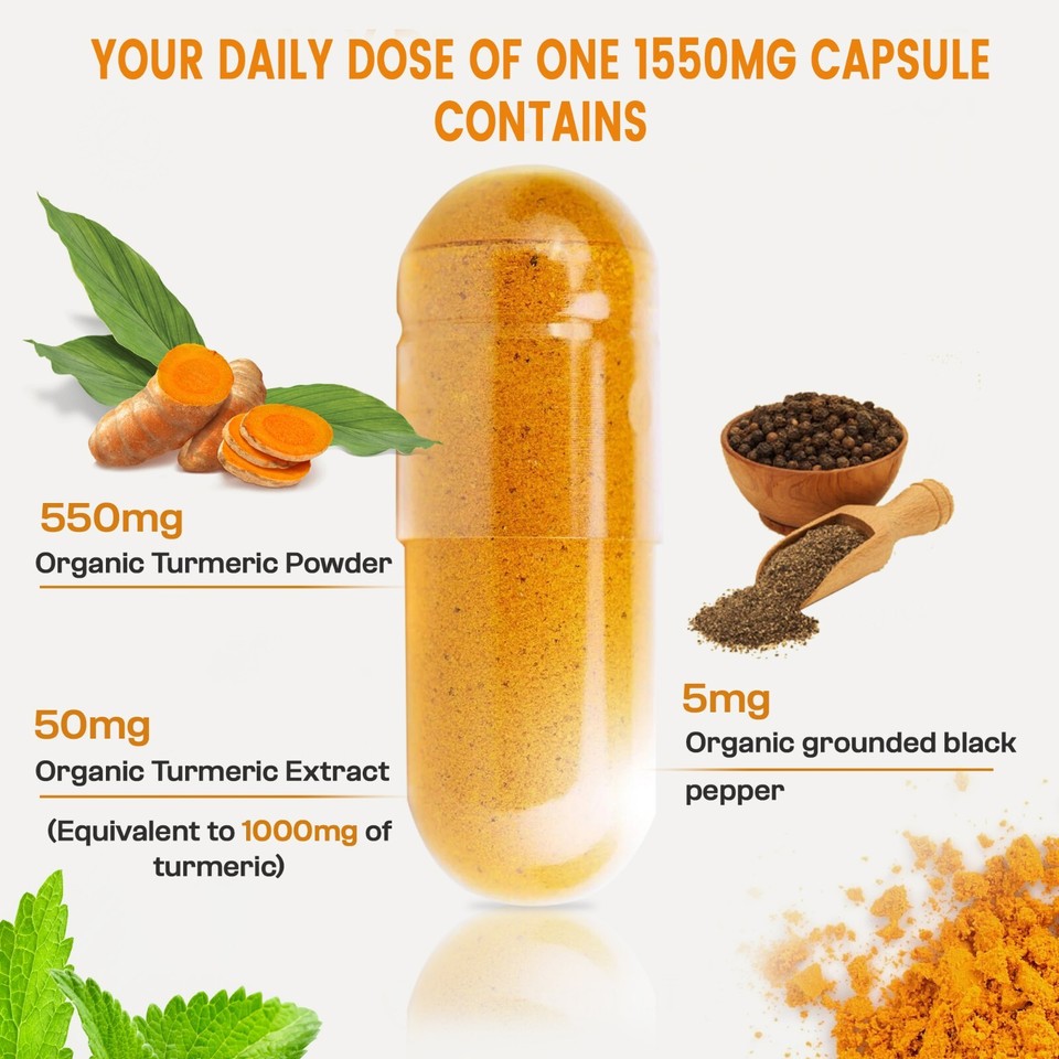 Organic Turmeric Curcumin with Organic Black Pepper, 1550mg, 400 ...