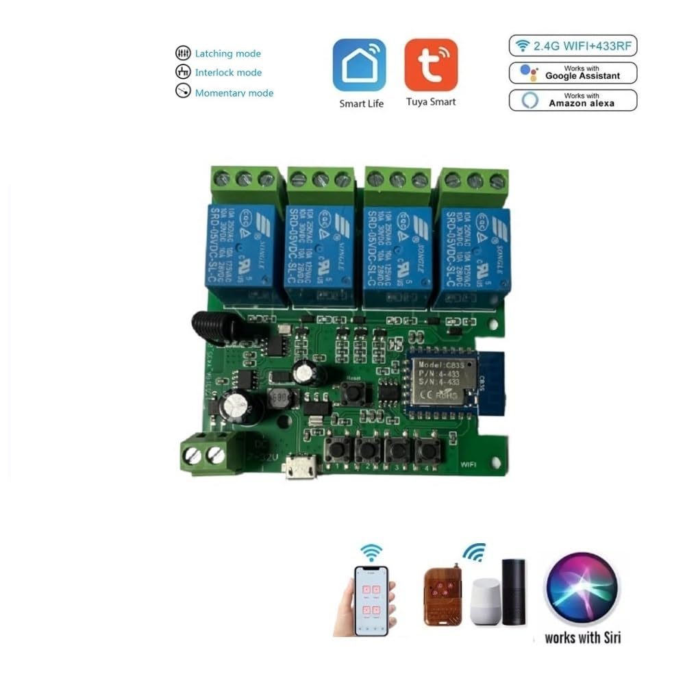 4 Channel Wifi Wireless Smart Self-Lock Momentary Interlock Relay ...