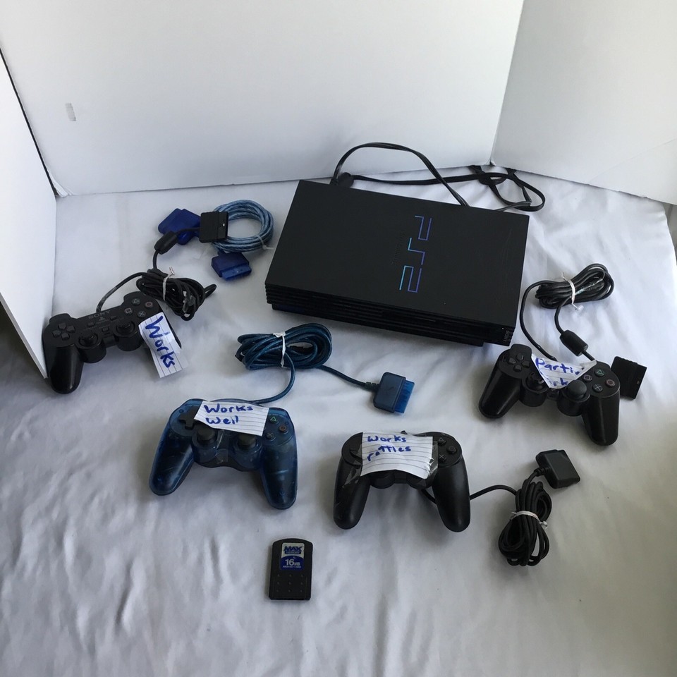 Sony PlayStation 2 PS2 Fat Console 4 Controller SCPH 39001 Black TESTED ...