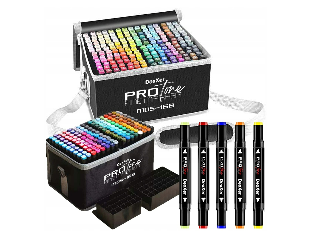168PCS Marker Set Permanent Double-Ended Highly Pigmented Colors With ...