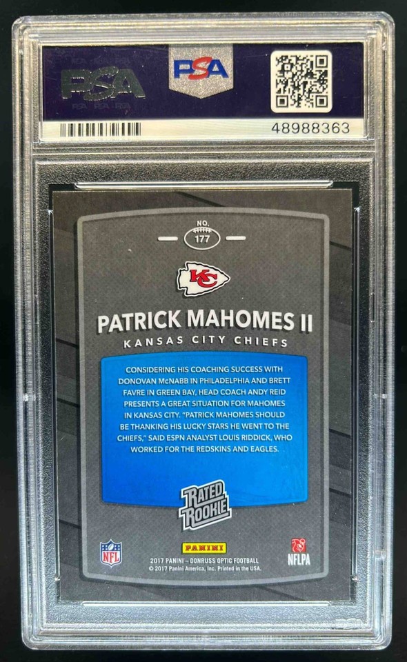 2017 Donruss Optic Patrick Mahomes II RC Rated Rookie #177 Chiefs PSA ...