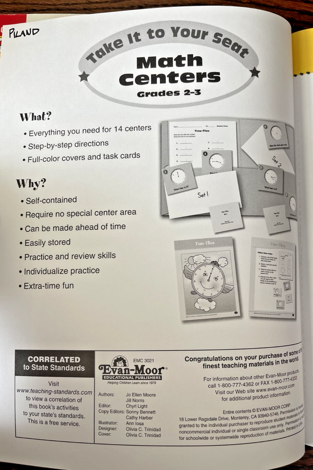 Evan-Moor Textbooks Grades 2-3 Math Assessment Tasks Math Centers 2 ...