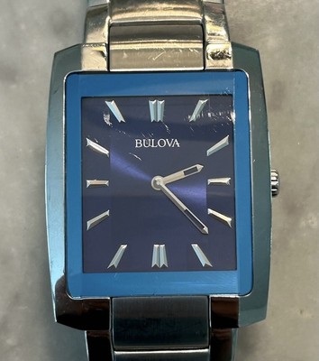 Bulova Men's Classic Blue Dial Curved Crystal Stainless Watch C860128 ...