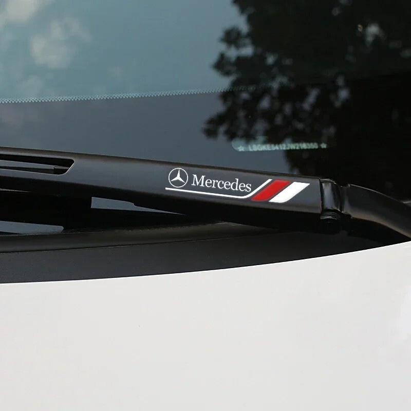 2PCS PVC Car Window Wiper Sport Sticker Decals For Mercedes Benz Car ...
