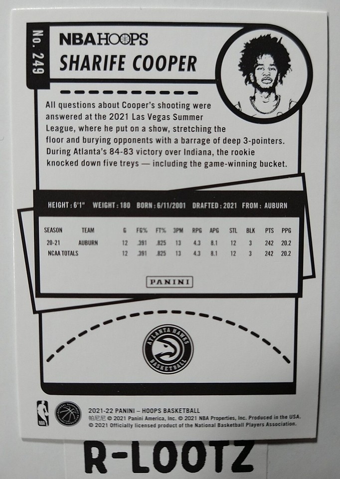 2021-22 Panini NBA HOOPS Sharife Cooper Rookie Card - Teal Explosion ...