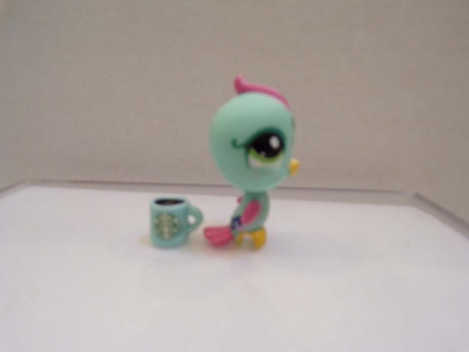 Littlest Pet Shop~#1703~Parakeet Bird~Blue Pink Yellow~Green Dot Eyes ...